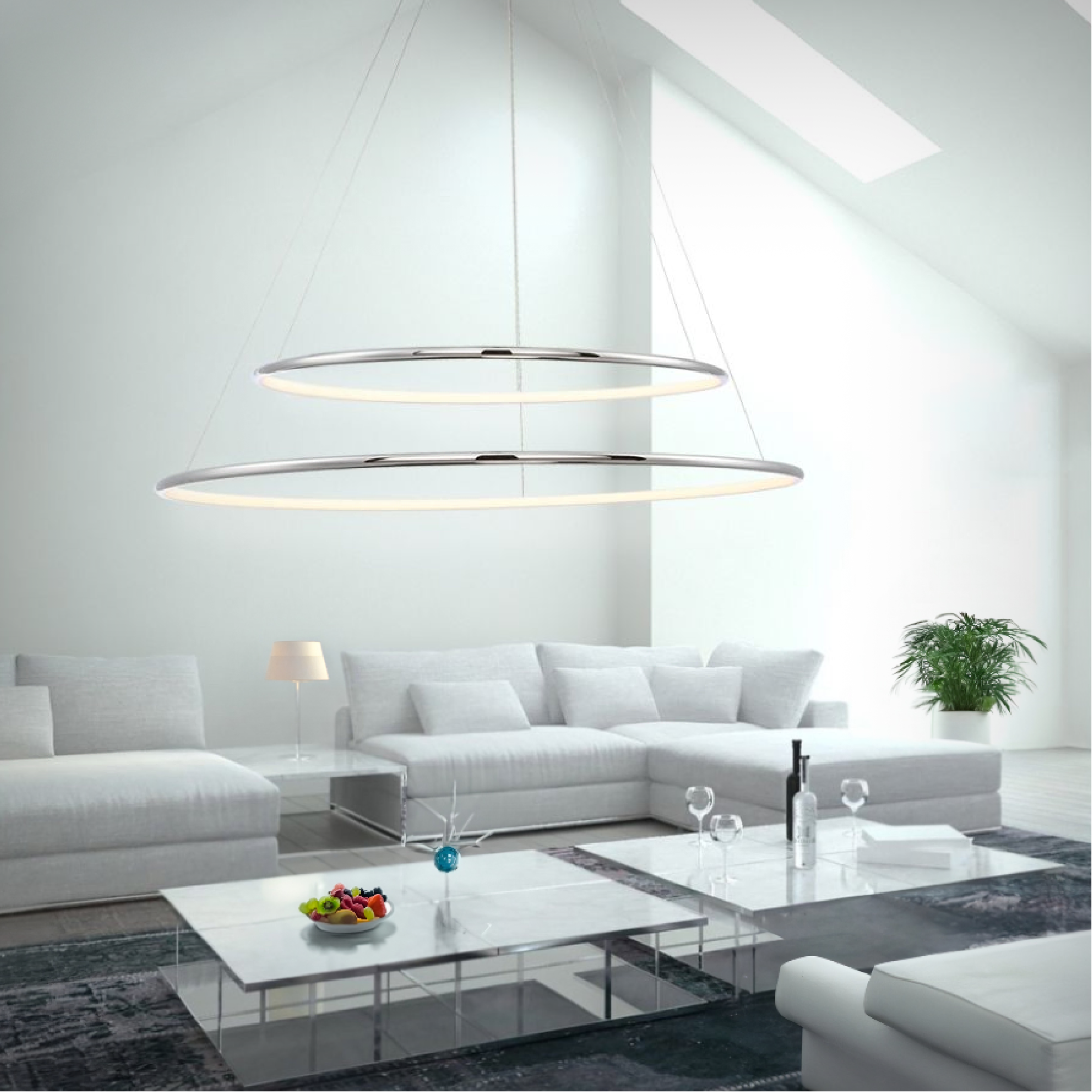 Large Round LED Ring Pendant Chandelier (2-Tier) – LED Lights Direct